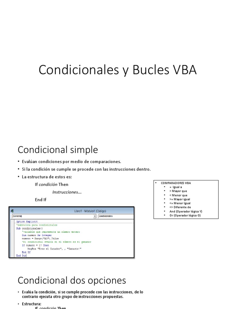 02 Condicionales y Bucles VBA | PDF | Programación de computadoras | Áreas de informática