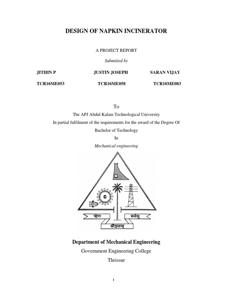 Design Napkin Incinerator Report | PDF | Menstruation | Hygiene