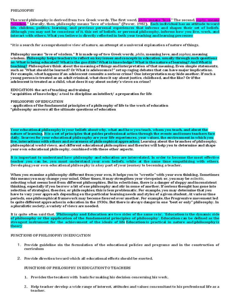 Philosophical Foundation of Education | PDF | Existentialism | Idealism