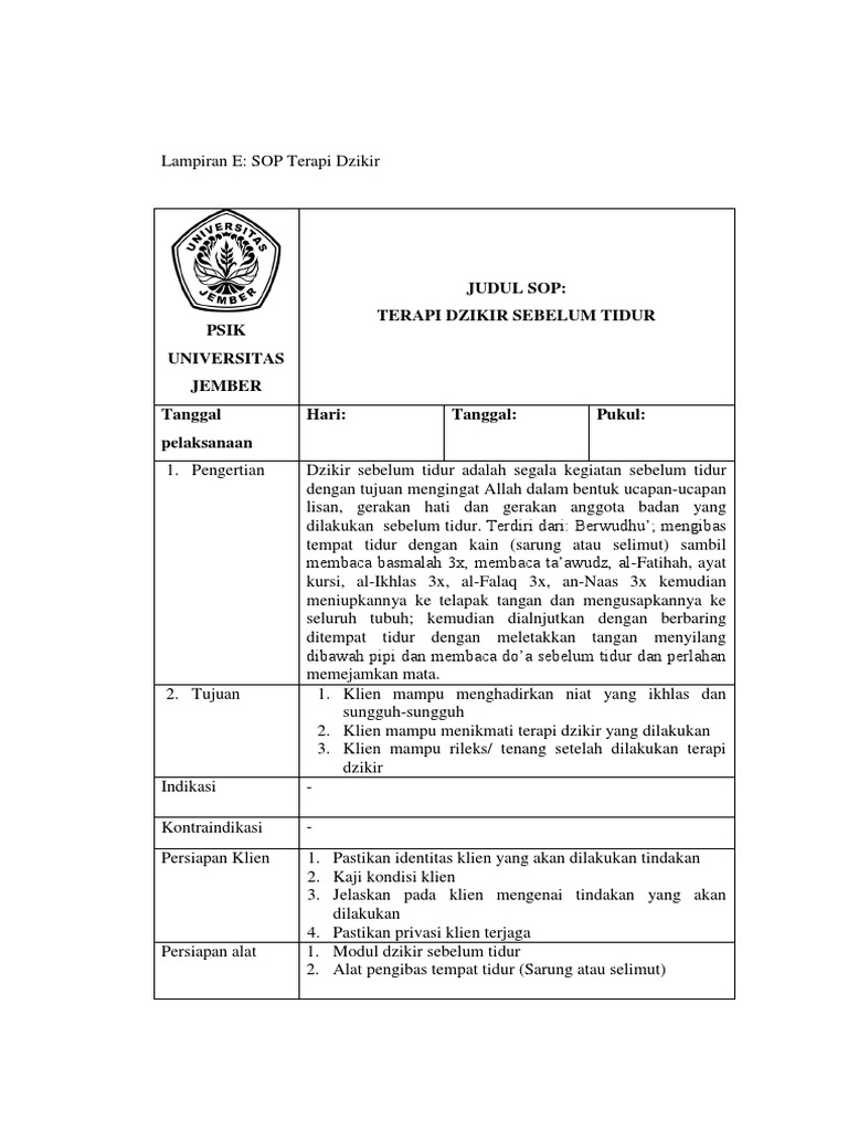 SOP Dzikir PDF | PDF