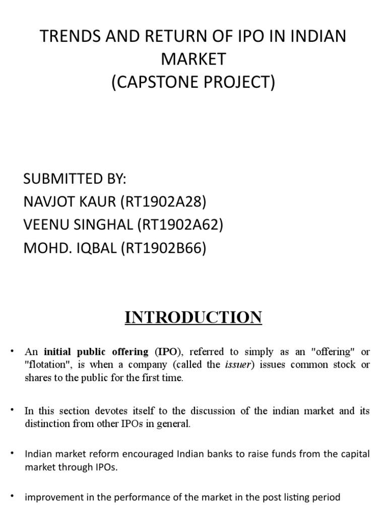Trends and Return of Ipo in Indian Market (Capstone Project) | PDF ...