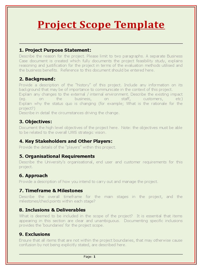 Project Scope Template | PDF | Business