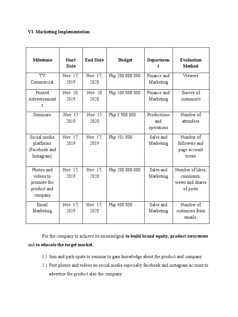 VI. Marketing Implementation | PDF