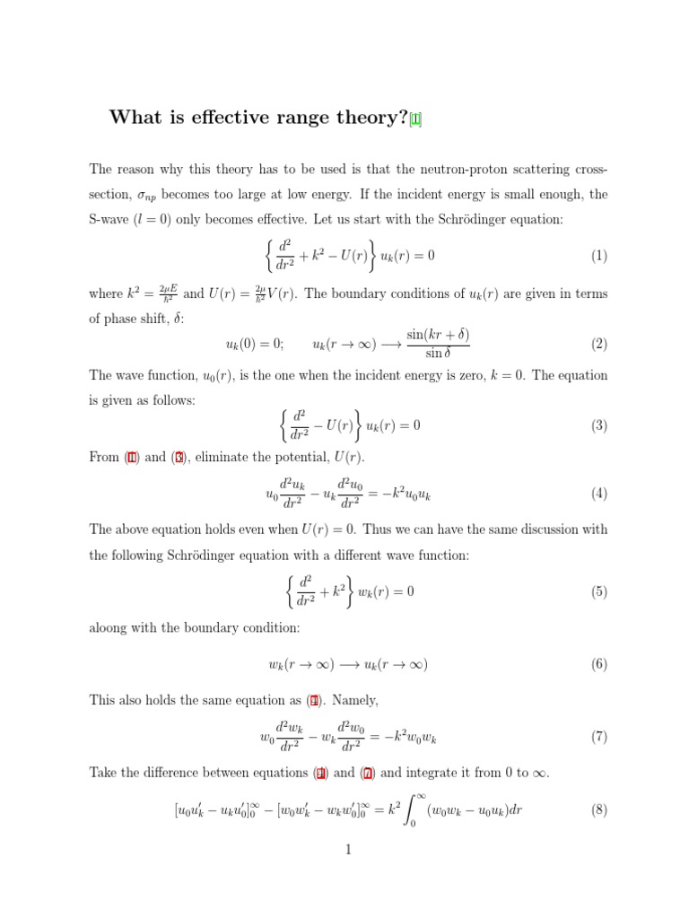 Effective Range Theory | PDF | Wave Function | Solid State Engineering