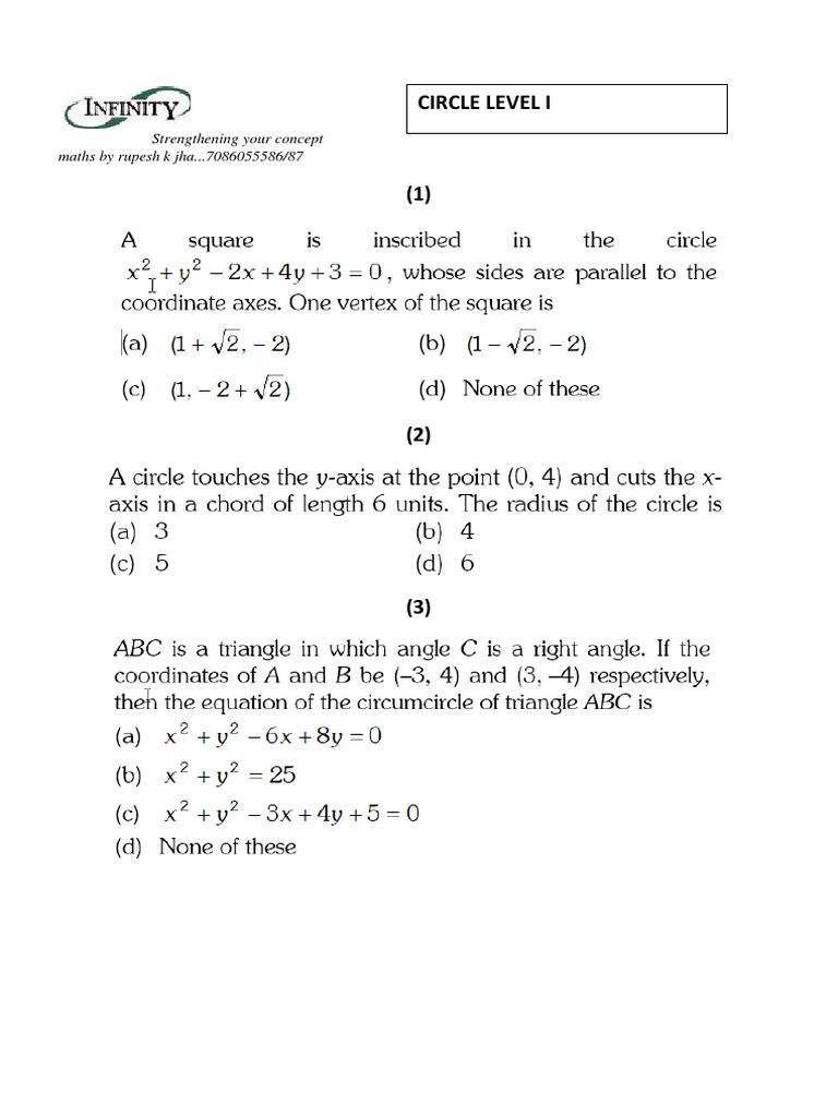 Circle Level I: Strengthening Your Concept Maths by Rupesh K Jha ...