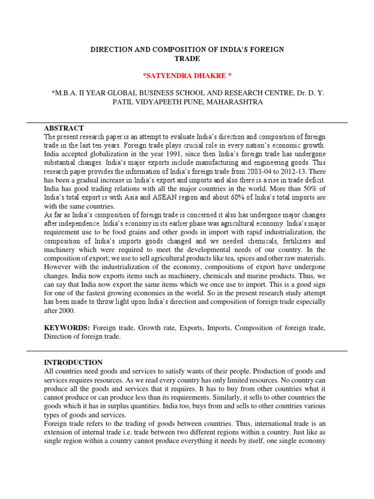 Satyendra Reserch Paper | PDF | Trade | Imports