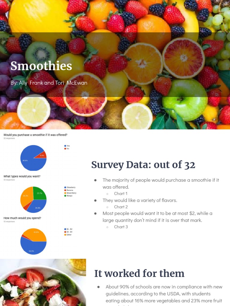 Lunch Project Smoothies | PDF | School Meal | Smoothie