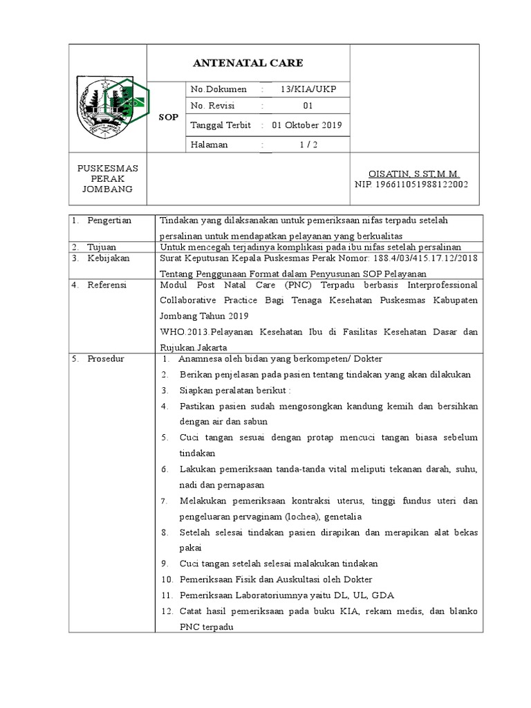 Sop PNC Terpadu | PDF