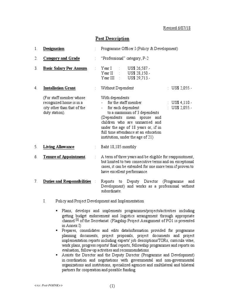 Seameo Post Description | PDF | Employment | Communication