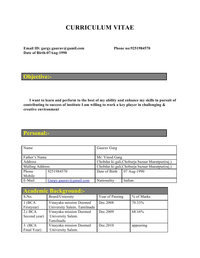 Gaurav Resume | PDF | Microsoft Office | Computing