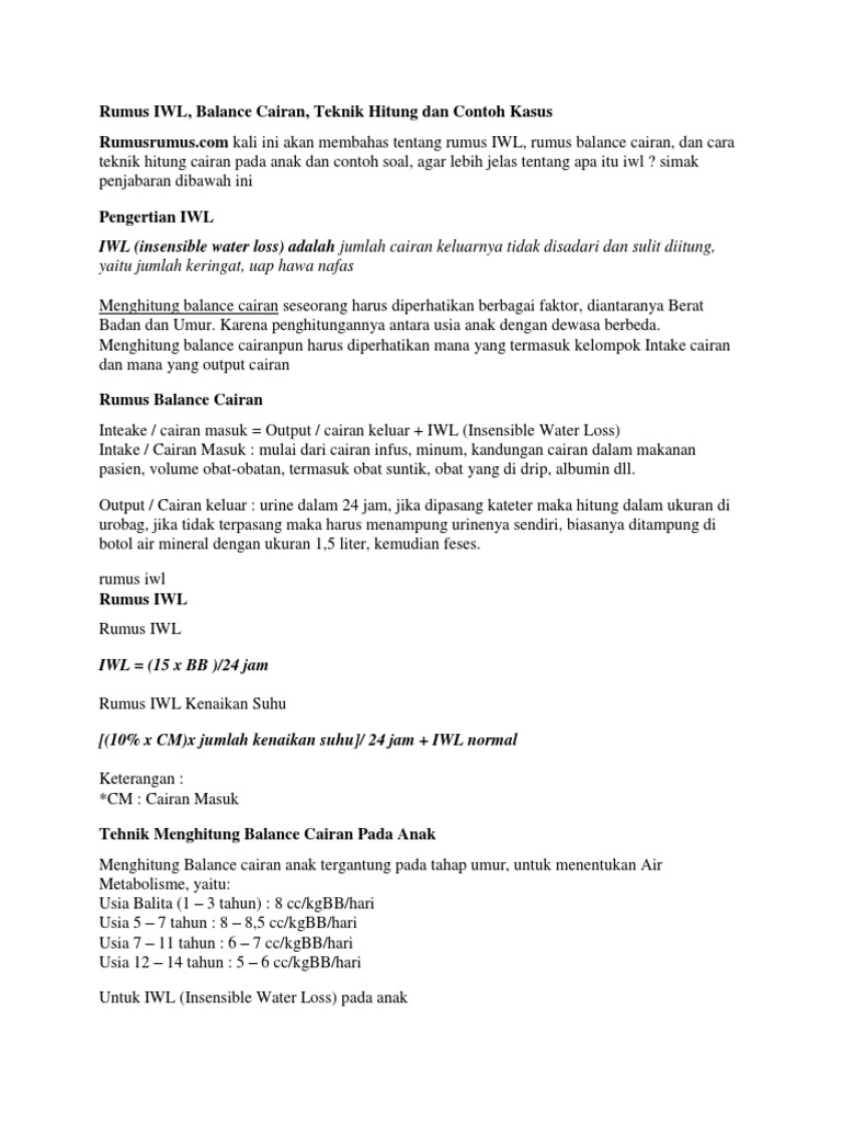 Rumus IWL | PDF