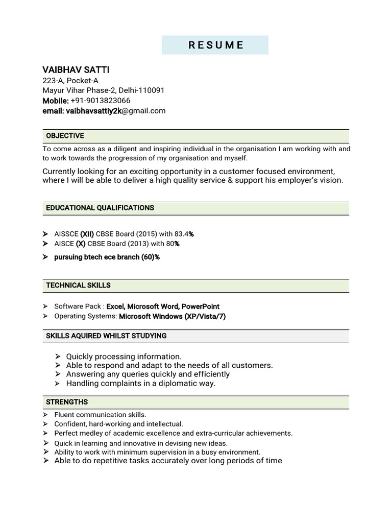 Vaibhav Resume CD | PDF