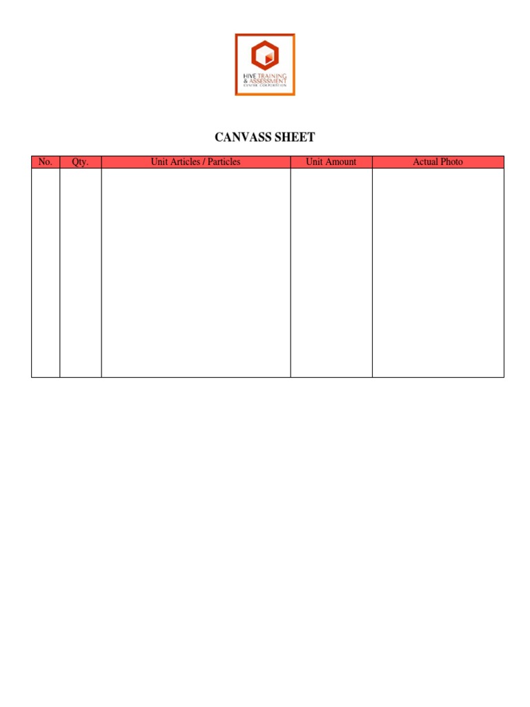 Canvass Sheet | PDF