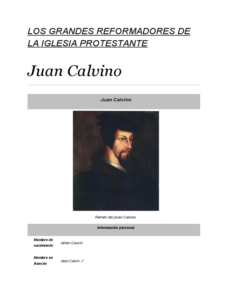 Los Grandes Reformadores Protestante | PDF | John Calvin | protestante