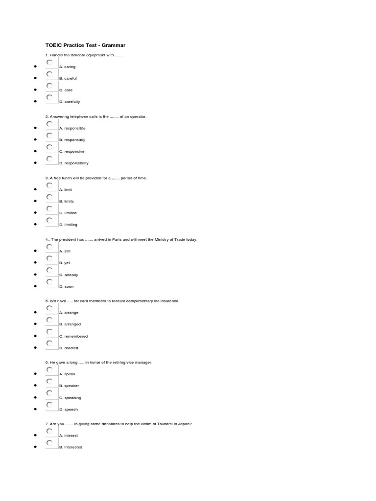 TOEIC Practice Test | PDF