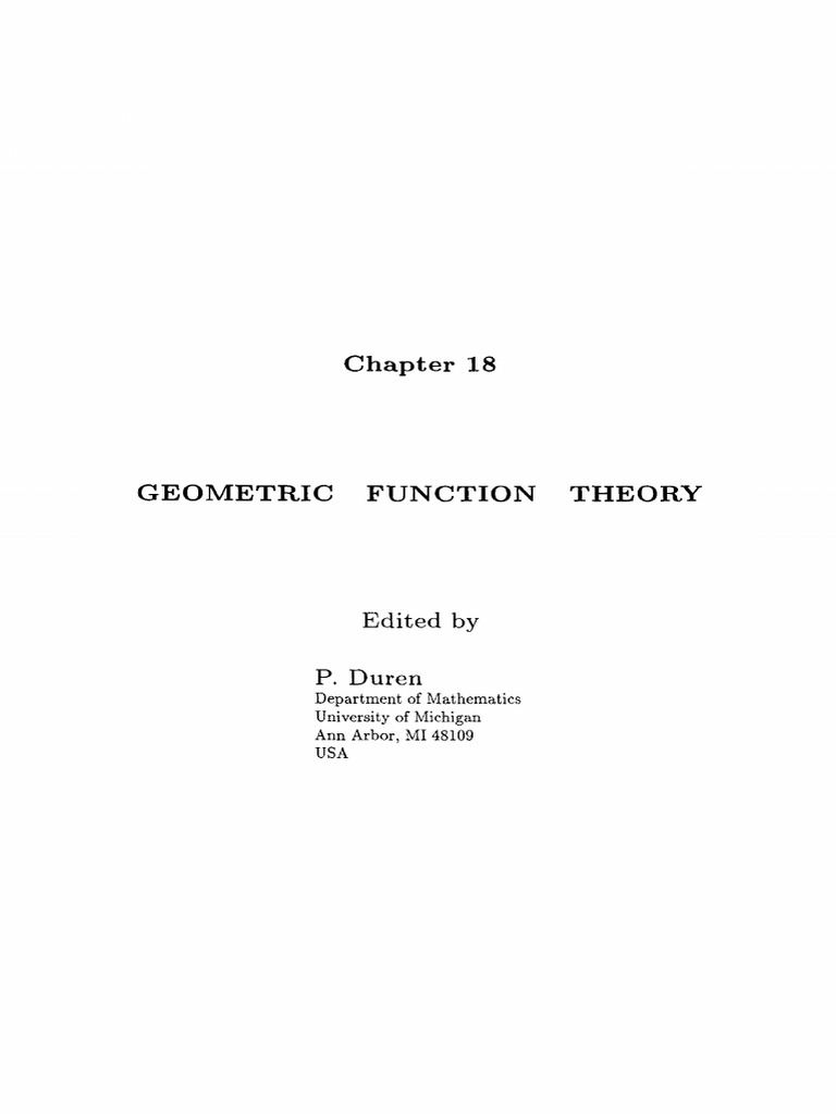 Duren - Geometric Function Theory | PDF | Integer | Function (Mathematics)