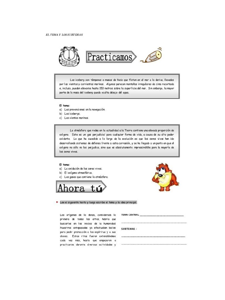 Temas y Subtemas Ejemplos | PDF