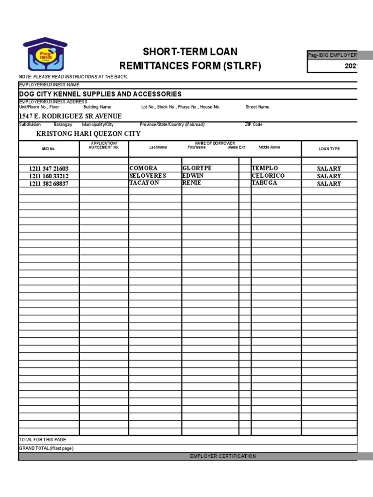 Short-Term Loan Remittances Form (STLRF) : HQP-SLF-017 | PDF | Business