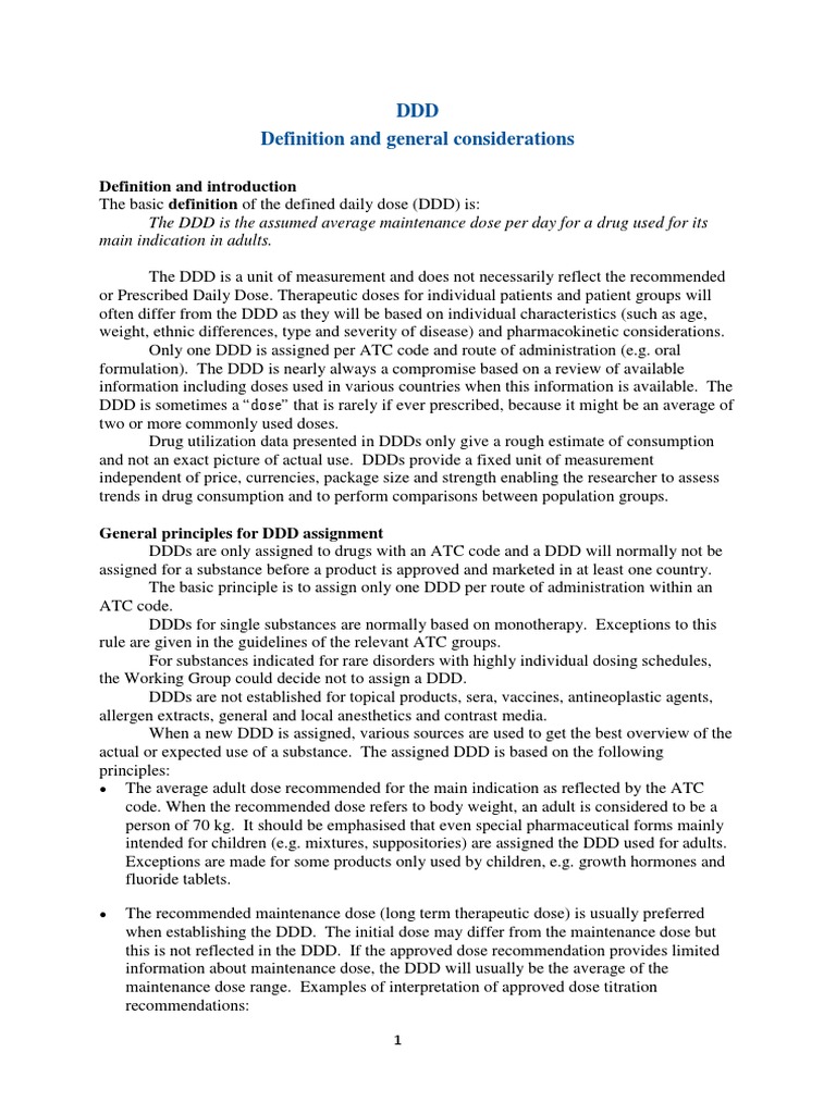 DDD Definition and General Considerations | PDF | Dose (Biochemistry ...