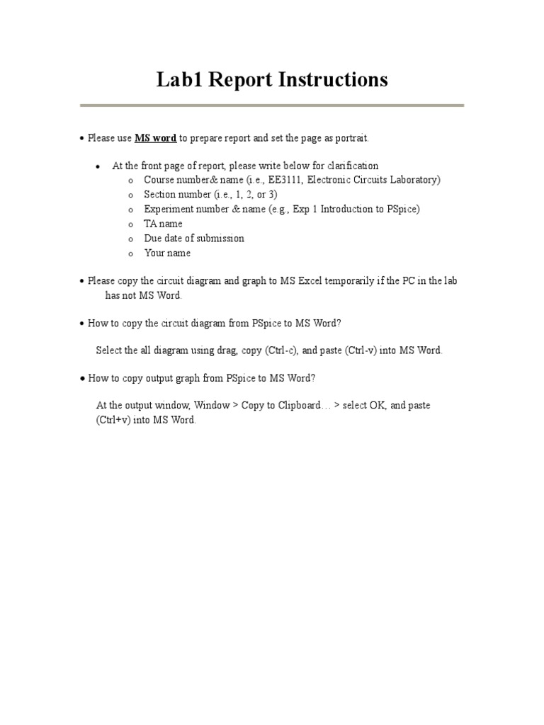 Lab Report Guidelines for EE Students | PDF