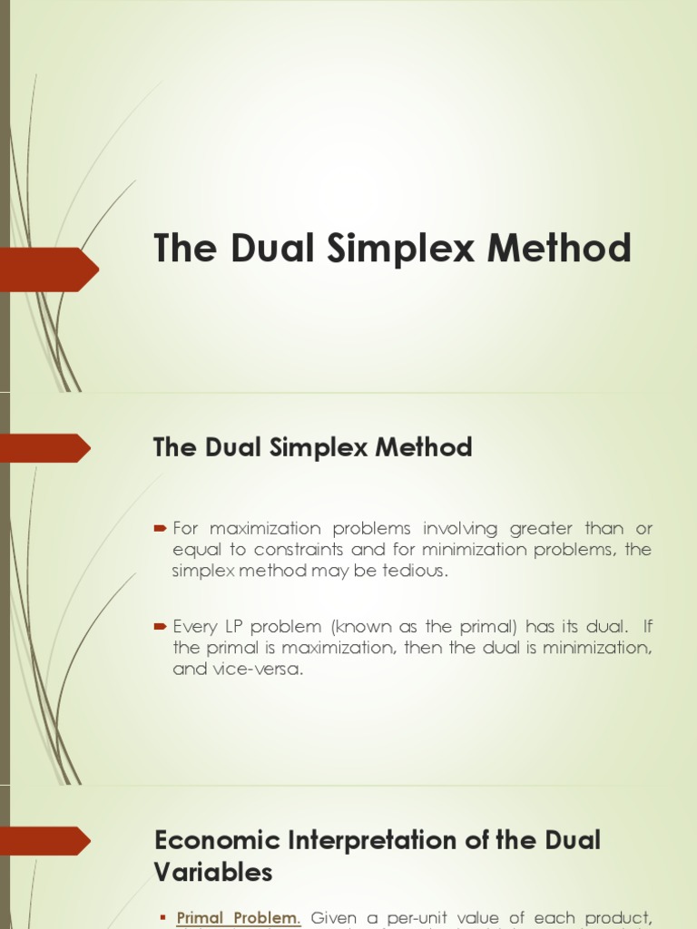 Lecture Dual Simplex Method | PDF | Mathematical Optimization | Algorithms