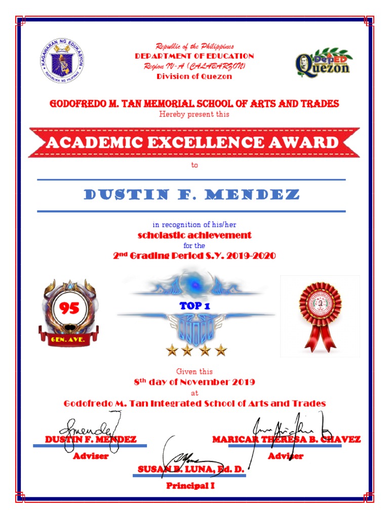 Academic Excellence Award Certificate | PDF