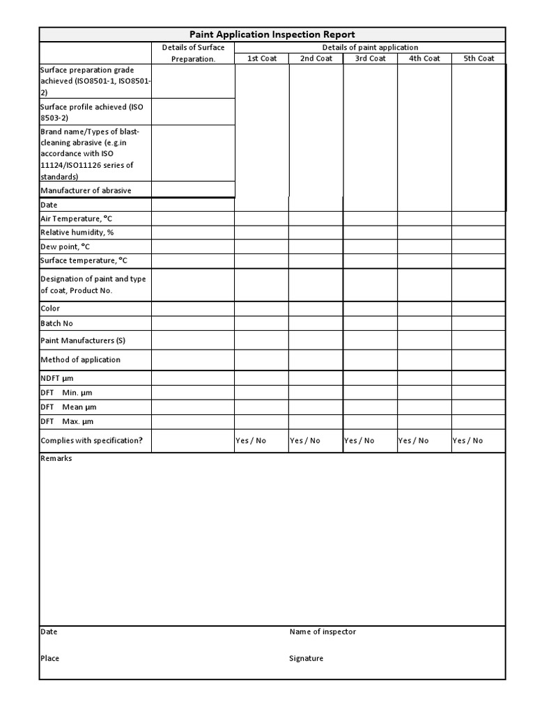 Painting Inspection Report | PDF