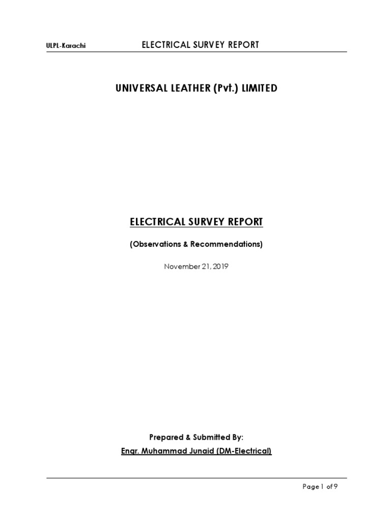Electrical Survey Report for ULPL Karachi | PDF | Soil | Transformer