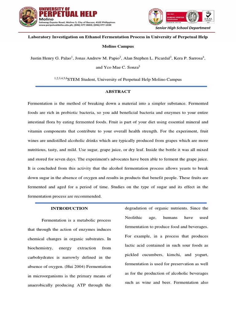 Lab Report Fermentation Done | PDF | Fermentation | Yeast