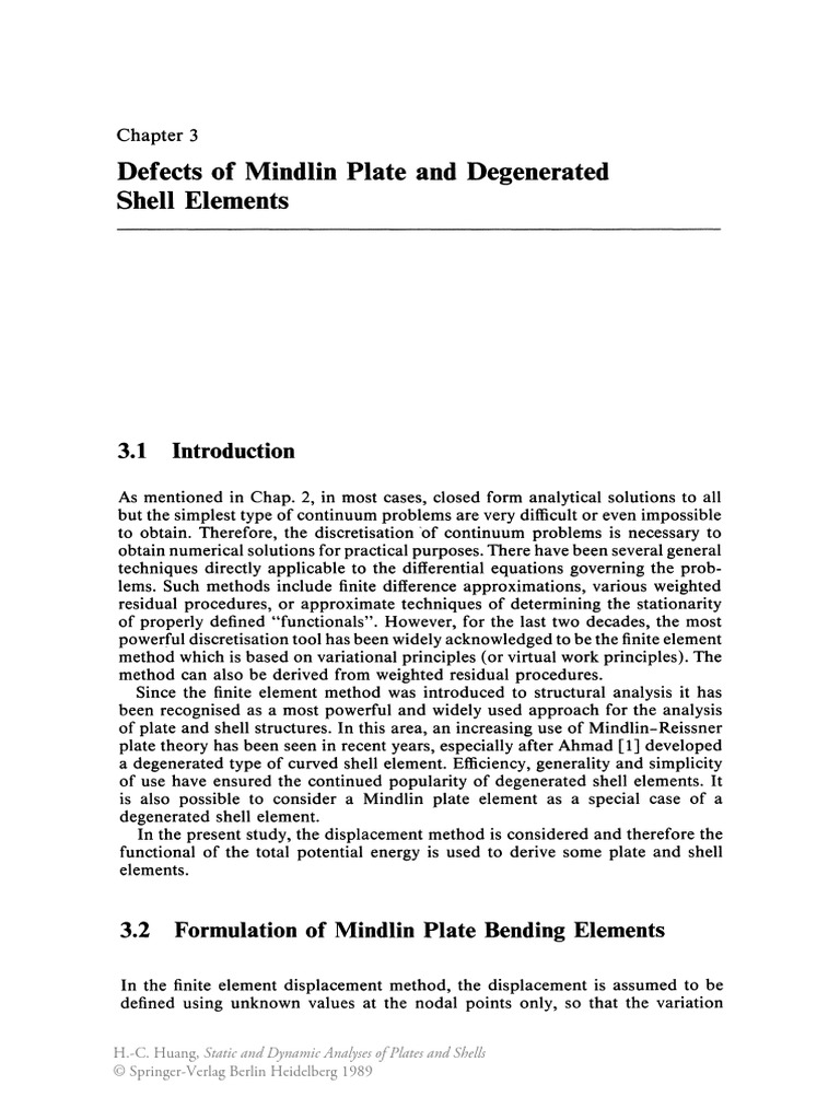 Defects of Mindlin Plate and Degenerated Shell Elements | PDF | Finite ...