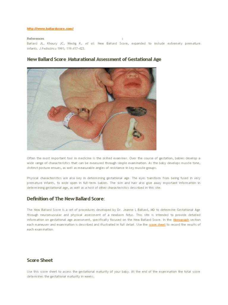 New Ballard Score Maturational Assessment Of Gestational Age Pdf