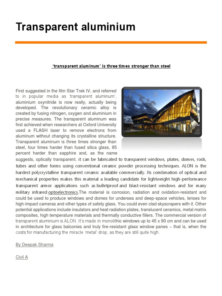 Transparent Aluminium: Transparent Aluminum' Is Three Times Stronger ...