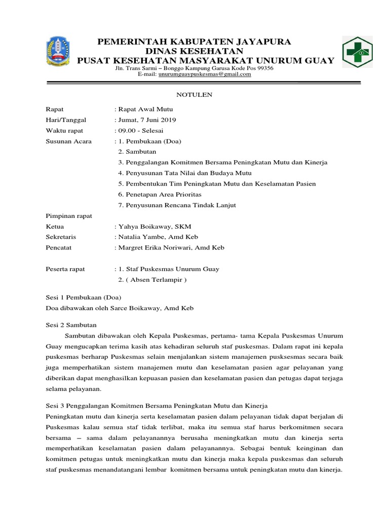 Notulen Mutu Dan RTM Guay Fix | PDF