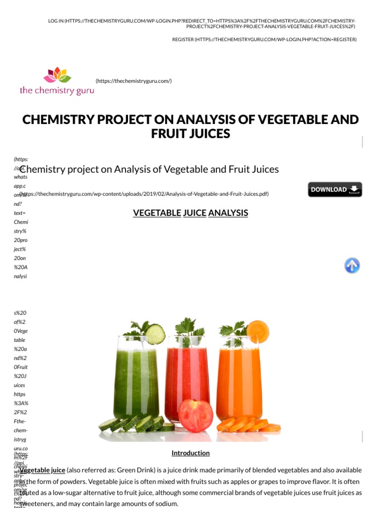 Chemistry Project On Analysis of Vegetable and Fruit Juices | PDF ...