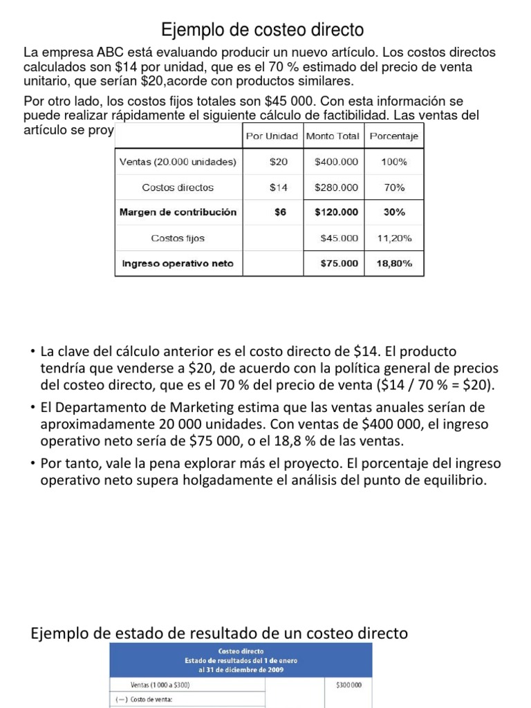 Costeo Directo - Ejemplo | PDF