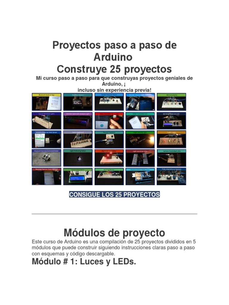 Proyectos Paso A Paso de Arduino | PDF | Diodo emisor de luz | Arduino