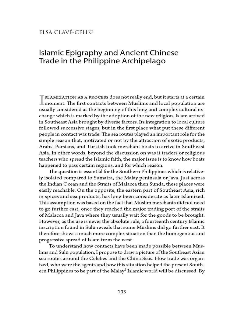 Islamic Epigraphy and Ancient Chinese Trade in The Philippine ...