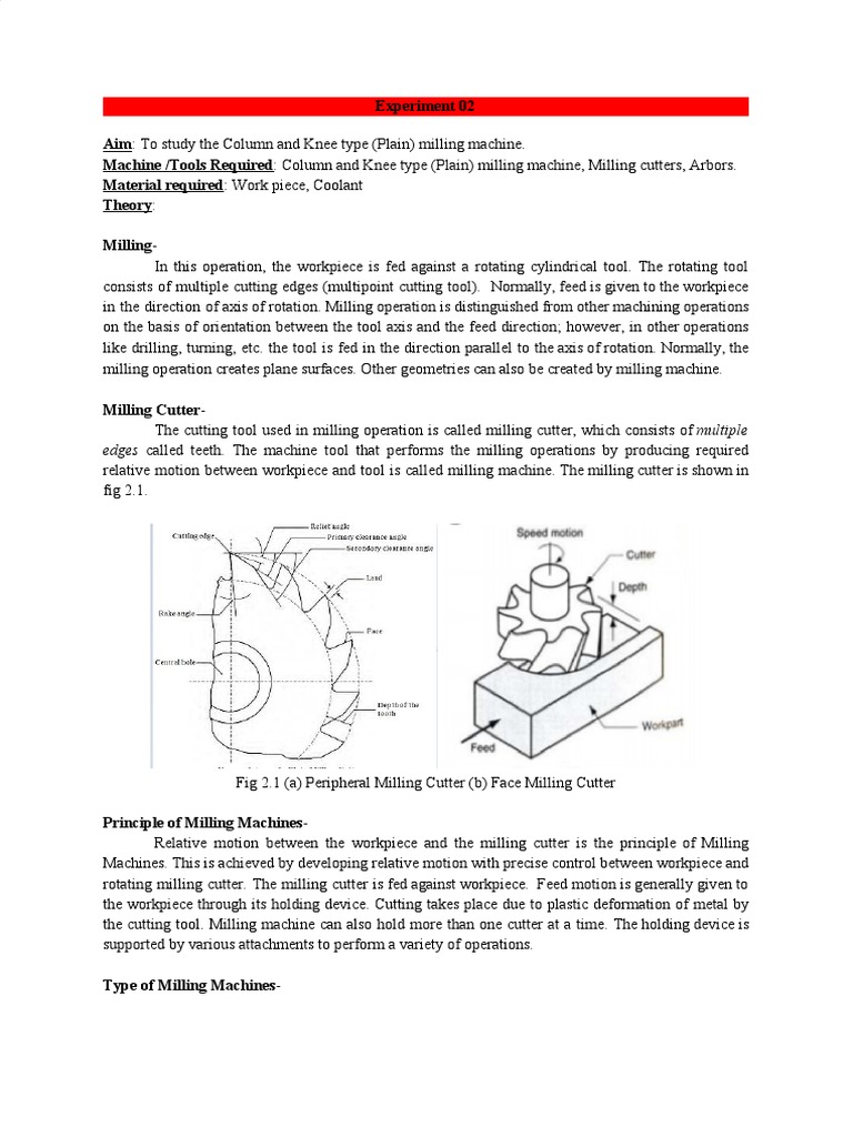 Experiment 02 Aim Machine /tools Required Material Required Theory ...