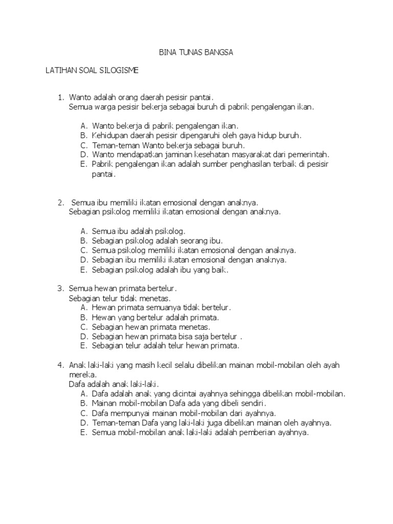 Soal Tiu Silogisme | PDF