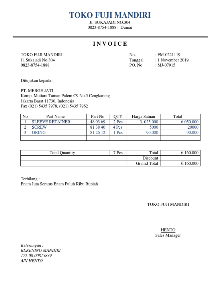 Contoh Pembuatan Invoice | PDF