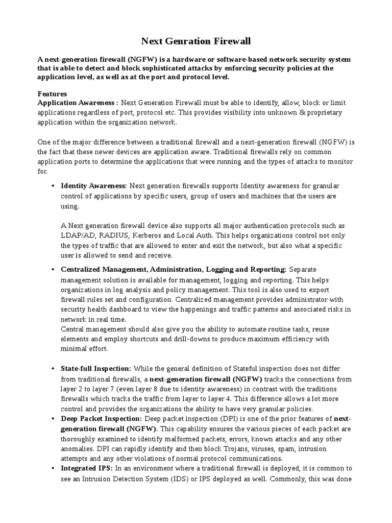 Next Genration Firewall | PDF | Firewall (Computing) | Network Protocols