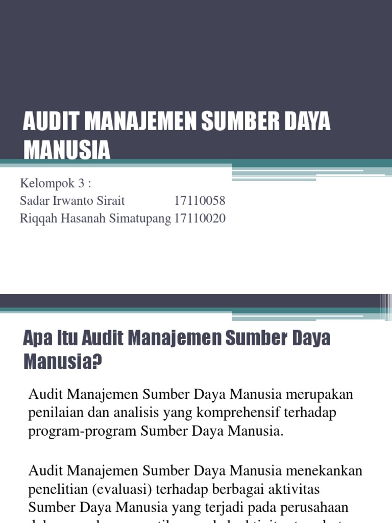 Audit Manajemen Sumber Daya Manusia | PDF