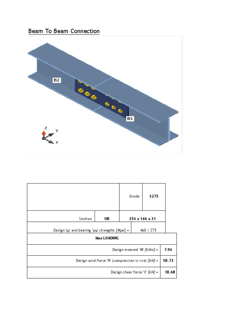 Beam To Beam Connection: Grade | PDF | Beam (Structure) | Bending