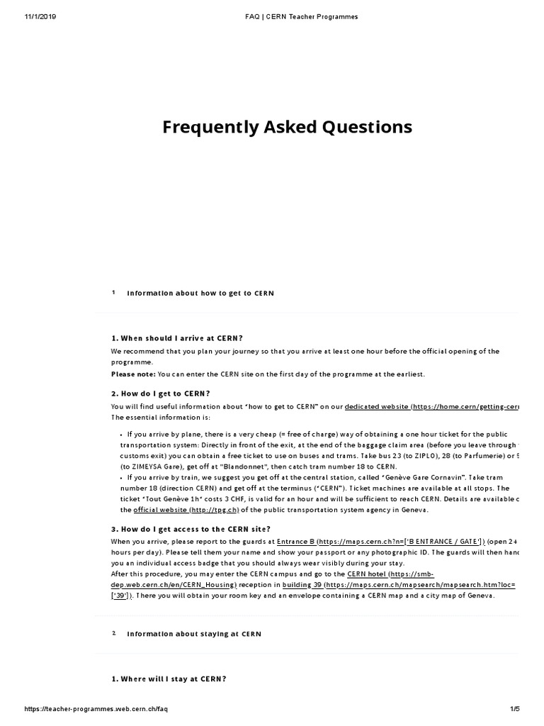 FAQ - CERN Teacher Programmes | PDF | Curriculum | Business