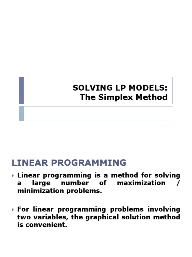 Simplex Method for LP Problems | PDF | Linear Programming | Mathematical Optimization
