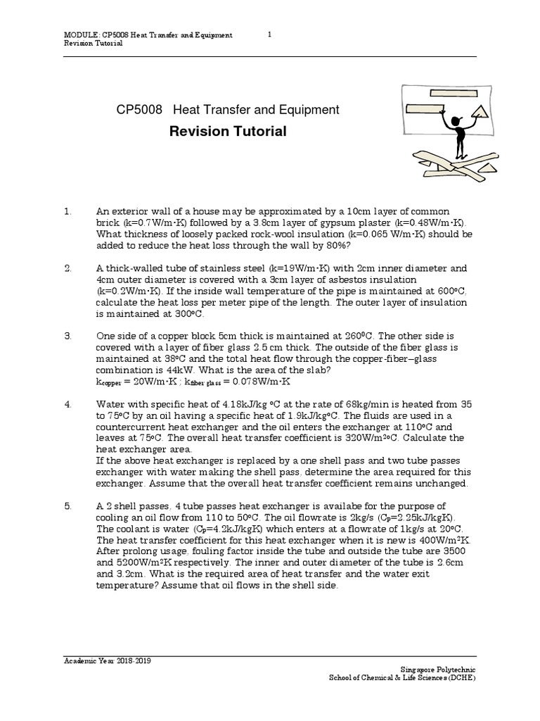 Revision Tutorial 2018-2019 | PDF | Heat Transfer | Heat Exchanger