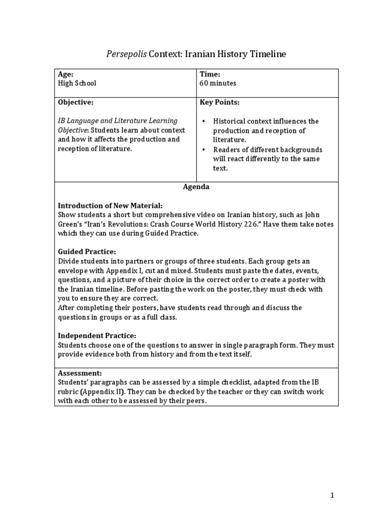 Persepolis Context Iranian History Lesson | PDF | Ruhollah Khomeini | Iran
