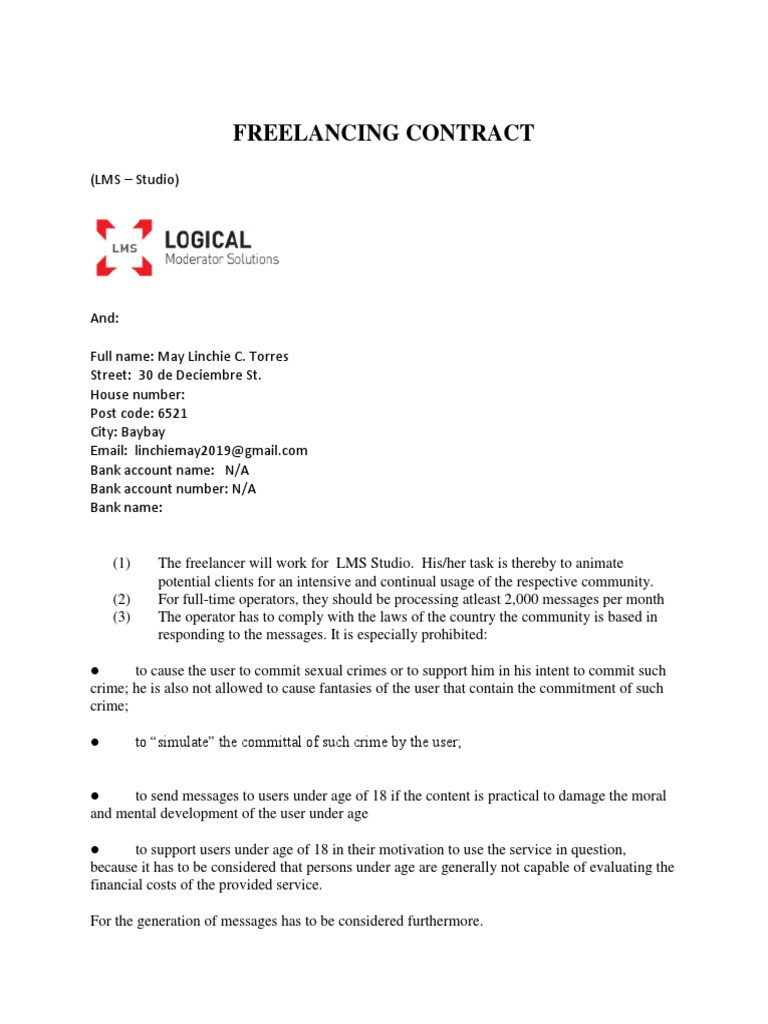 Final Contract p2 | PDF | Freelancer | Breach Of Contract