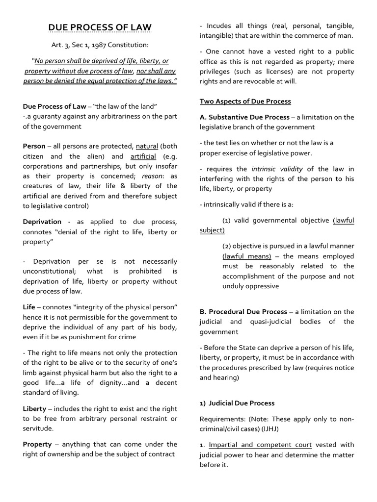Due Process | PDF | Equal Protection Clause | Due Process
