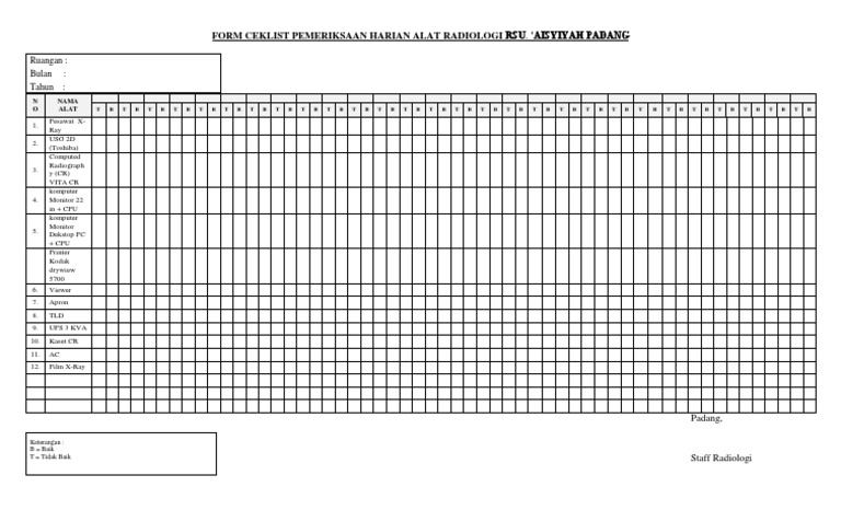 Form Ceklis Harian | PDF